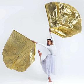 Gold Metallic Prophetic Praise & Worship Flags | Church Dance Banners