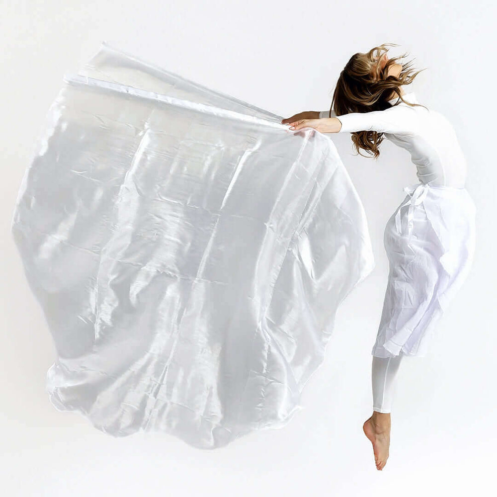 White Shimmer Worship Dance Flags | Purity & Victory