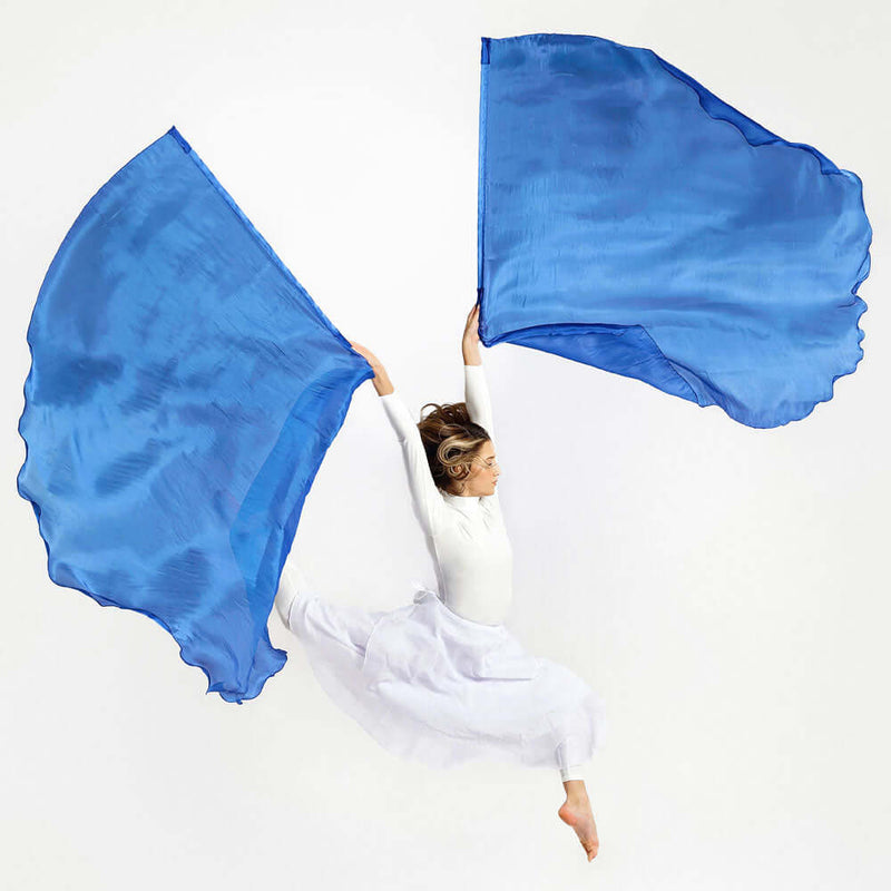 Blue Shimmer Worship Dance Flags | Revelation & Praise