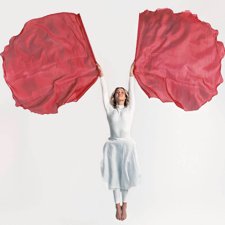 Red Shimmer Worship Dance Flags | Victory & Warfare